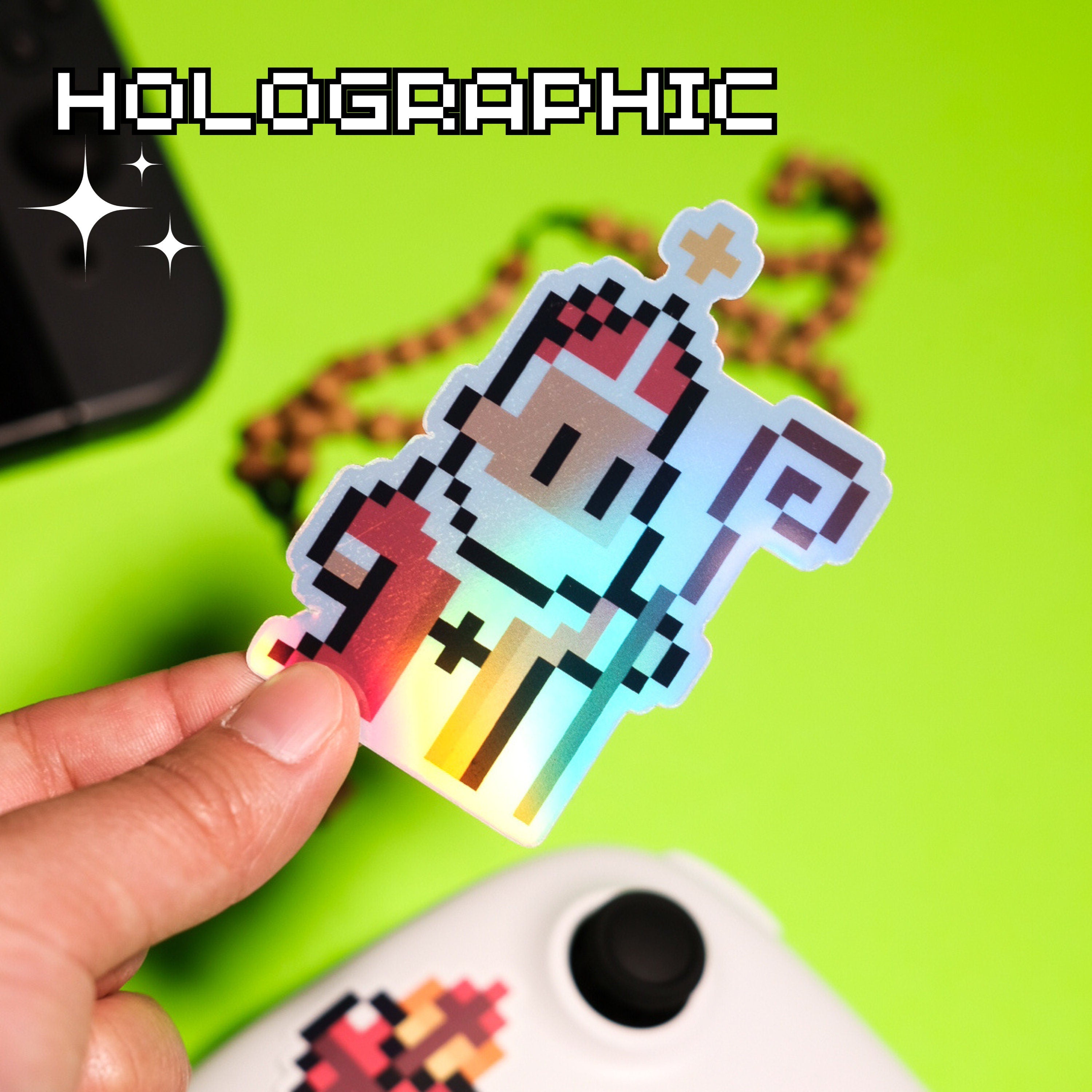 Holographic St. Nicholas Video Game Sticker – Saint Sprites