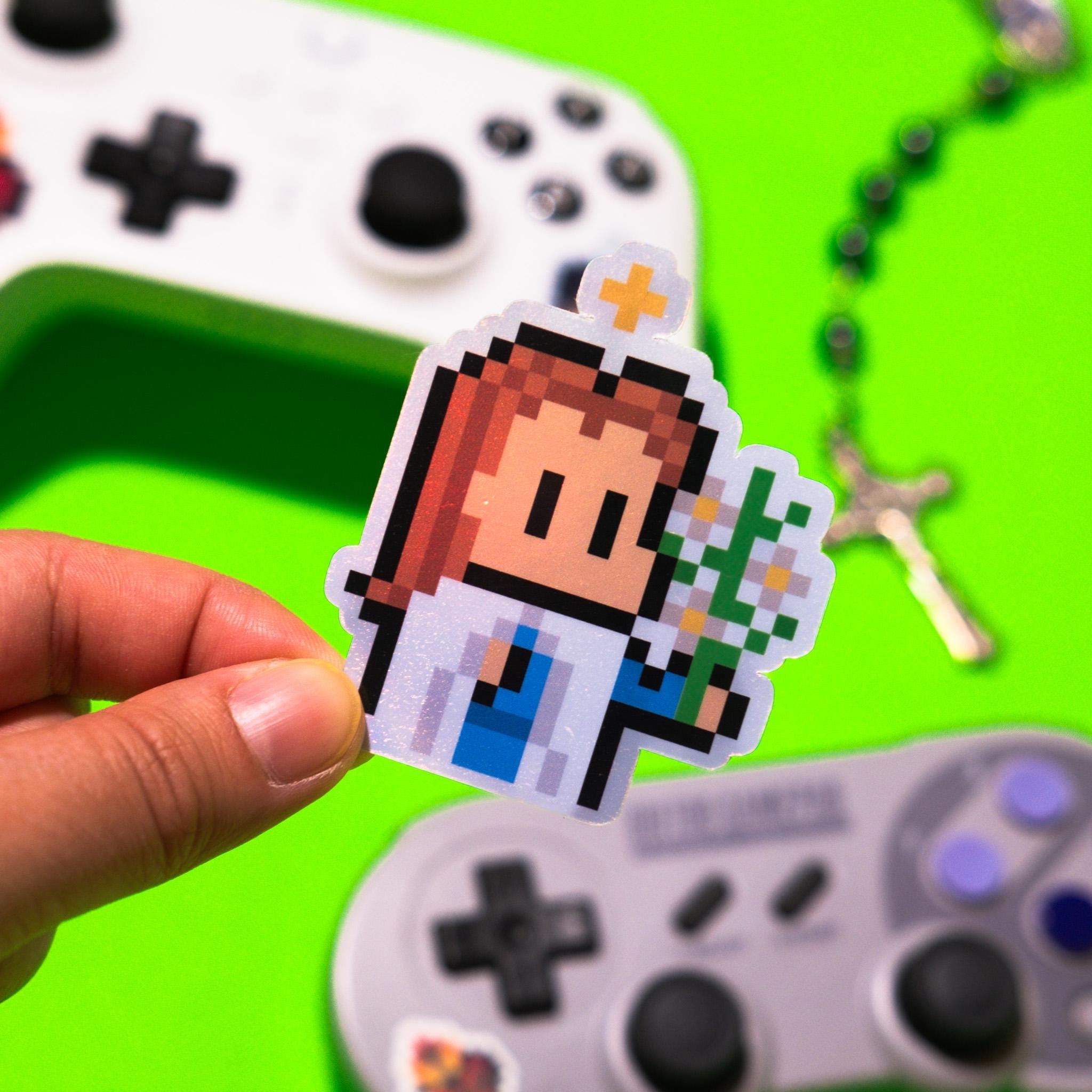 Holographic St. Maria Goretti Video Game Sticker – Saint Sprites