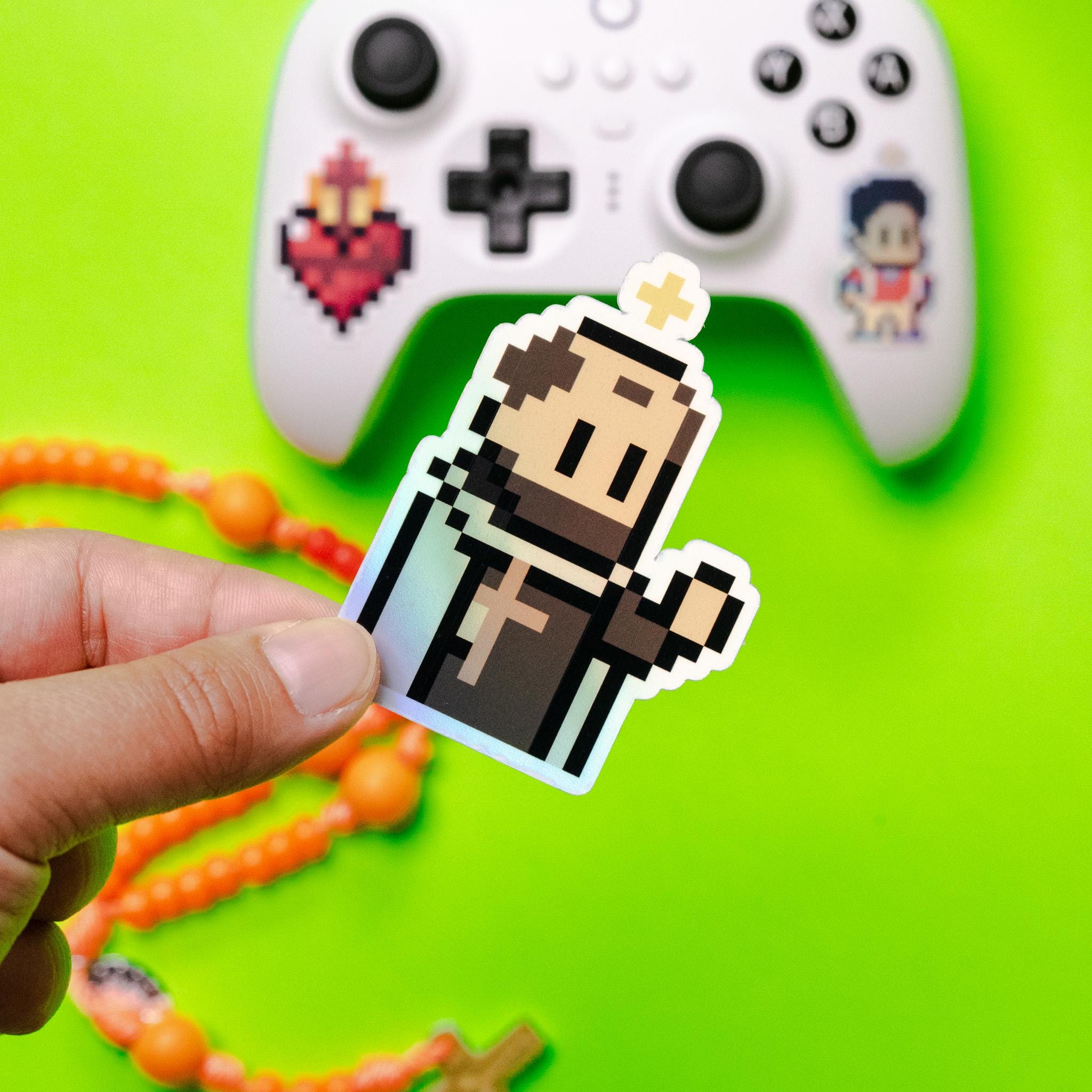 Holographic Saint John of the Cross Video Game Sticker – Saint Sprites